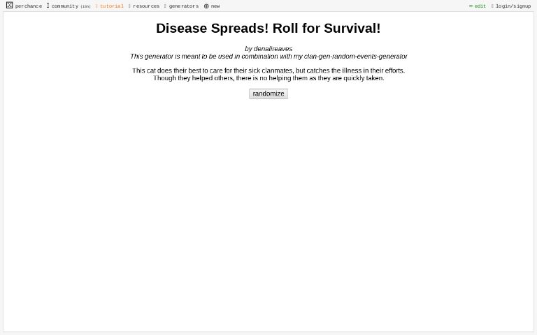 Disease Spreads! Roll for Survival! ― Perchance Generator
