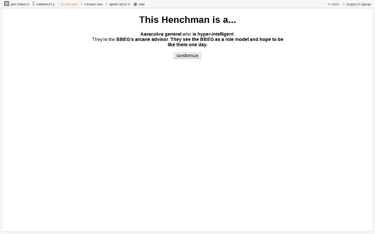 This Henchman is a... ― Perchance Generator