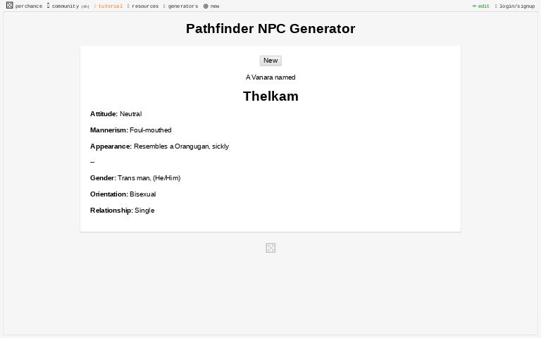 Pathfinder NPC Generator