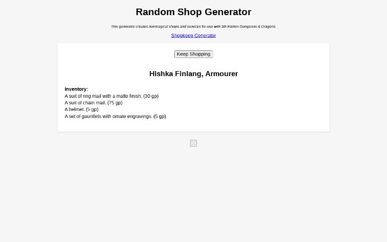 Random Shop Generator
