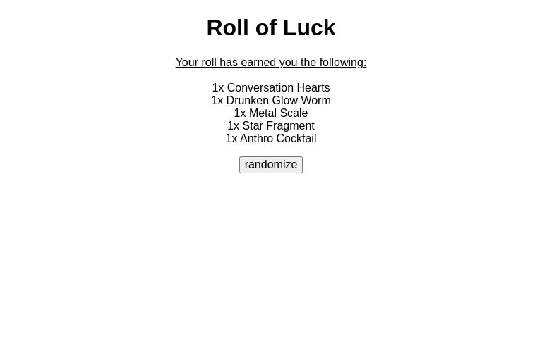 Roll of Luck ― Perchance Generator