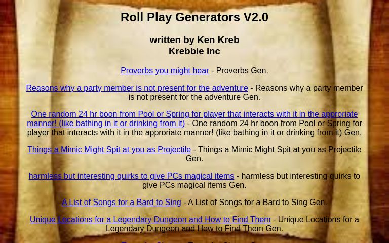 Roll Play Generators V2.0