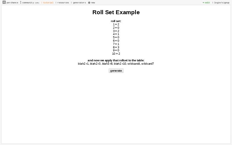 Roll Set Example ― Perchance Generator