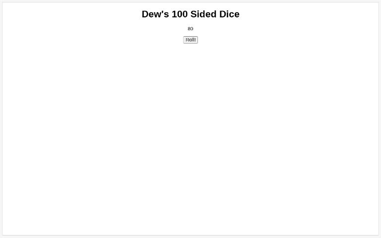 Dew's 100 Sided Dice ― Perchance Generator