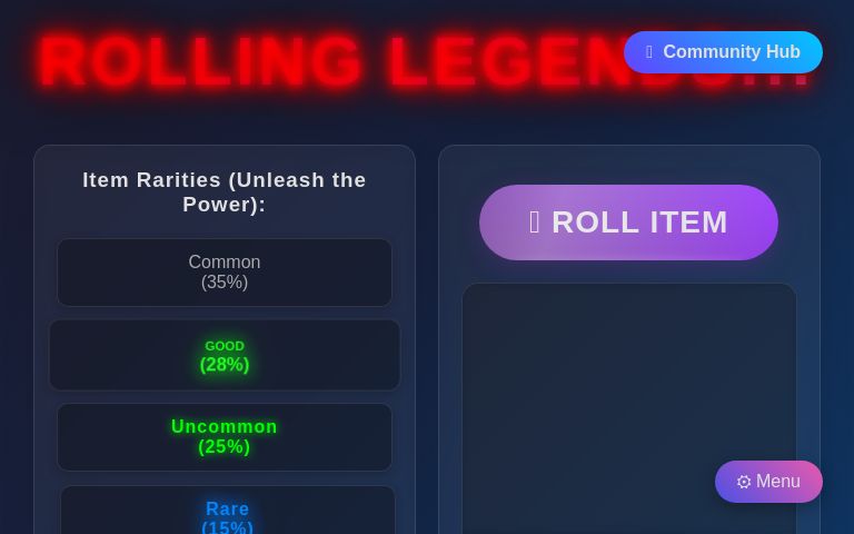 ROLLING LEGENDS!!! ― Perchance Generator