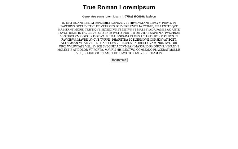 True Roman LoremIpsum ― Perchance Generator