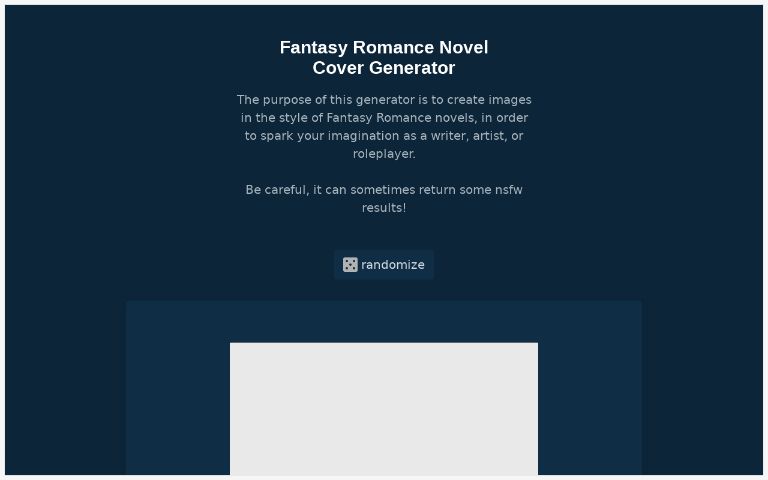 Fantasy Romance Novel Cover Generator