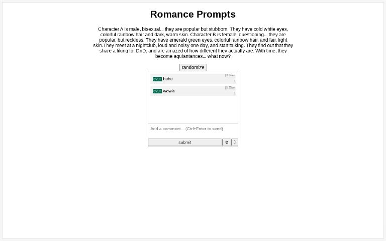 Romance Prompts ― Perchance Generator