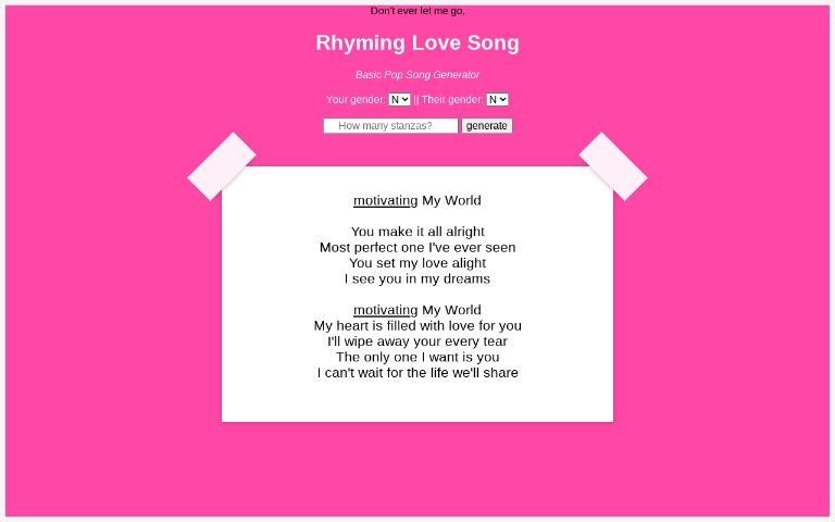 Rhyming Love Song ― Perchance Generator