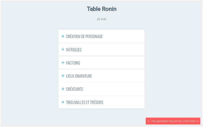 Table Ronin ― Perchance Generator