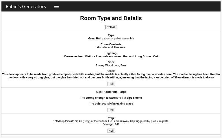 Room Type and Details ― Perchance Generator