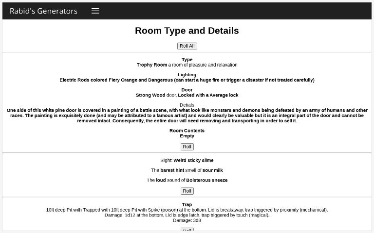 Room Type and Details ― Perchance Generator