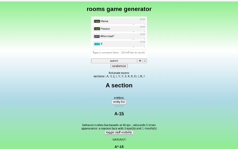 rooms game generator