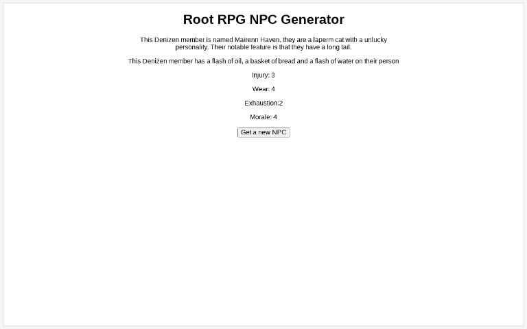 Root RPG NPC Generator