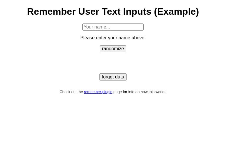 Remember User Text Inputs (Example) ― Perchance Generator