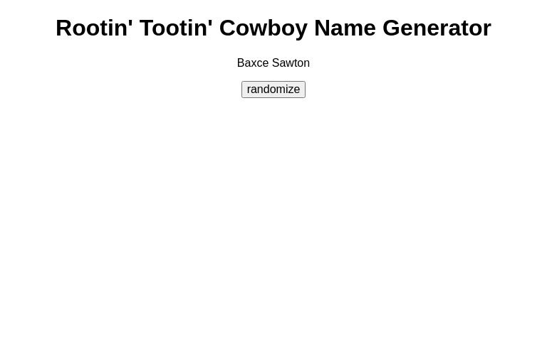 Rootin' Tootin' Cowboy Name Generator