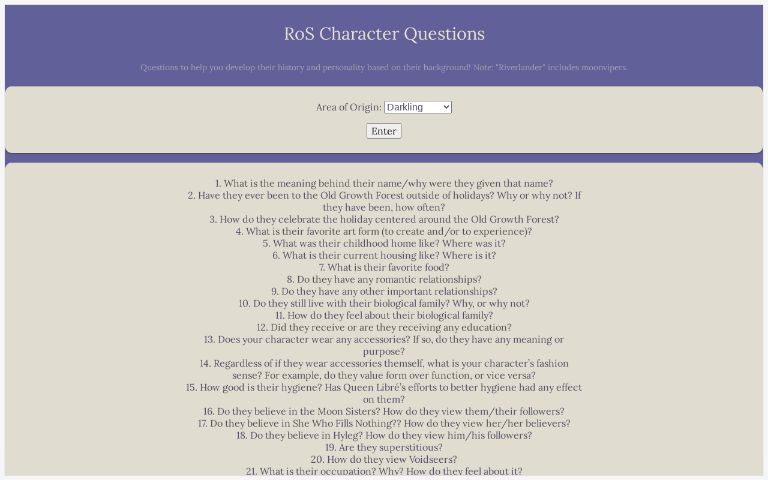 Ros Char Questions ― Perchance Generator