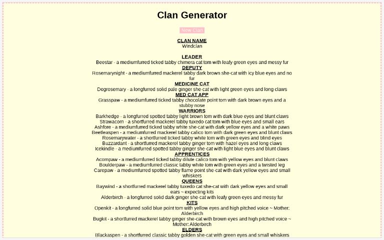 Clan Generator