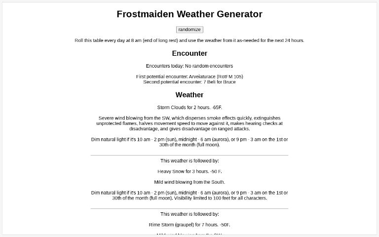 Frostmaiden Weather Generator