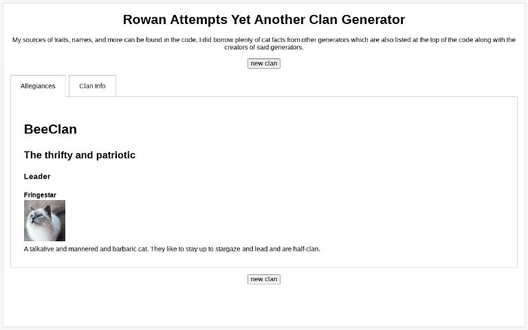 Rowan Attempts Yet Another Clan Generator