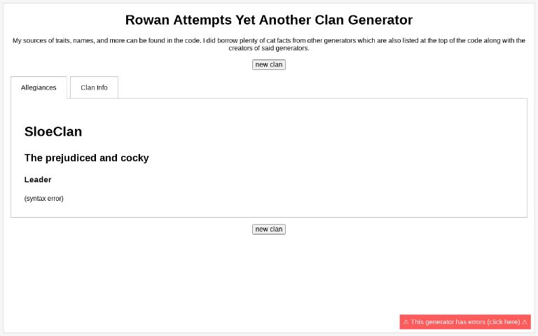 Rowan Attempts Yet Another Clan Generator