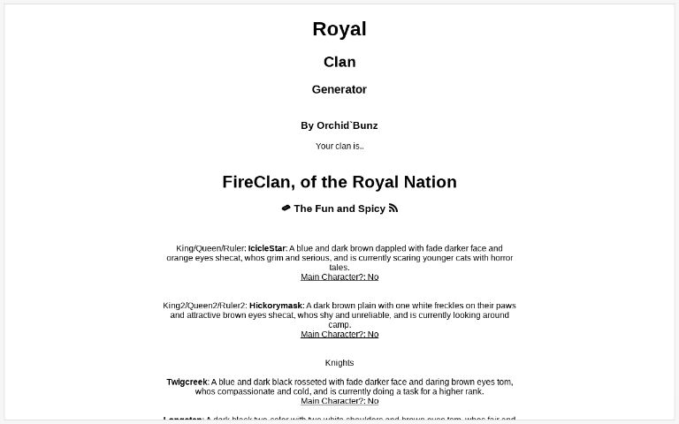 Royal ― Perchance Generator