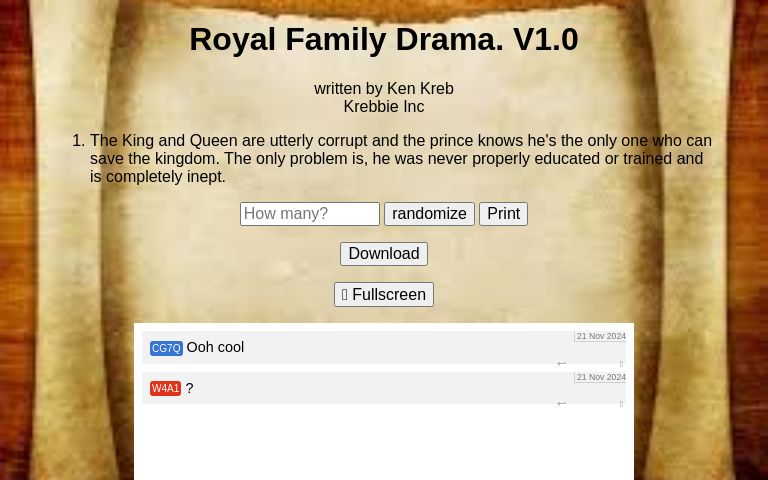 Royal Family Drama. V1.0 ― Perchance Generator