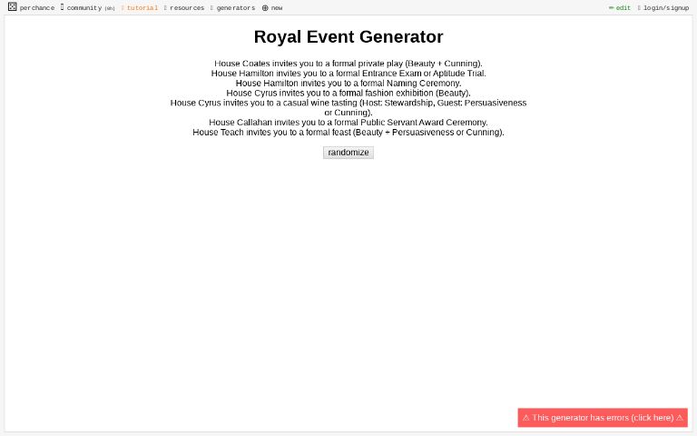 Royal Event Generator