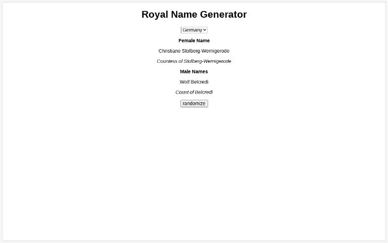 Royal Name Generator