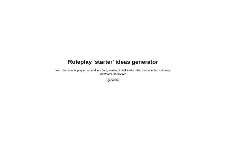 Roleplay 'starter' ideas generator