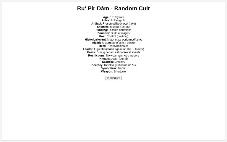Ru' Pír Dám - Random Cult ― Perchance Generator