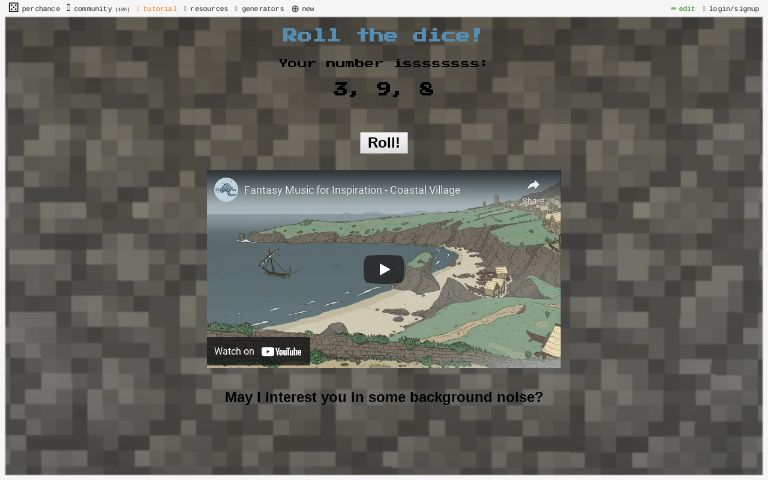 Roll the dice! ― Perchance Generator