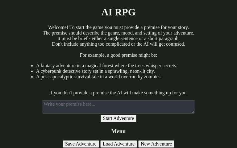 AI RPG ― Perchance Generator