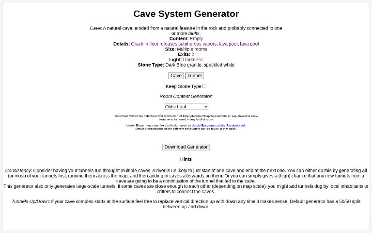 Cave System Generator