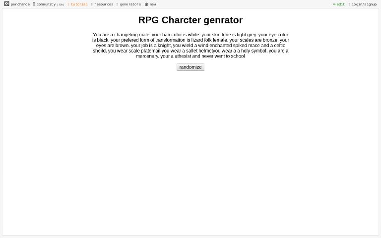 RPG Charcter genrator ― Perchance Generator