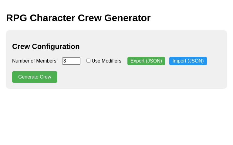 RPG Character Crew Generator