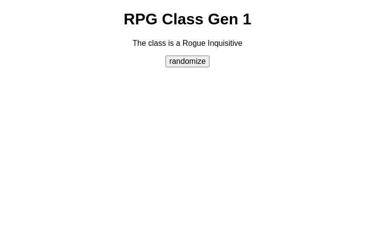 RPG Class Gen 1