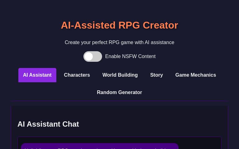 AI-Assisted RPG Creator ― Perchance Generator