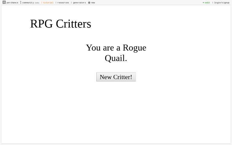 Rpg Critters ― Perchance Generator