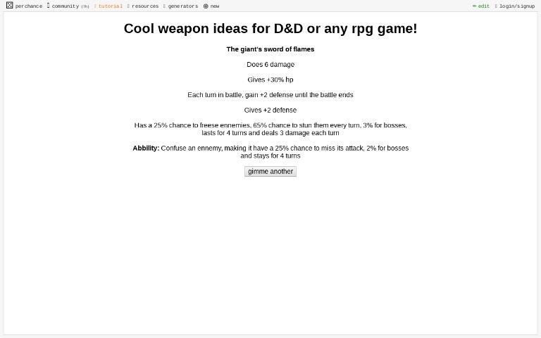 Cool weapon ideas for D&D or any rpg game! ― Perchance Generator