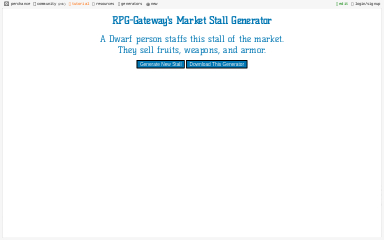 RPG-Gateway's Market Stall Generator