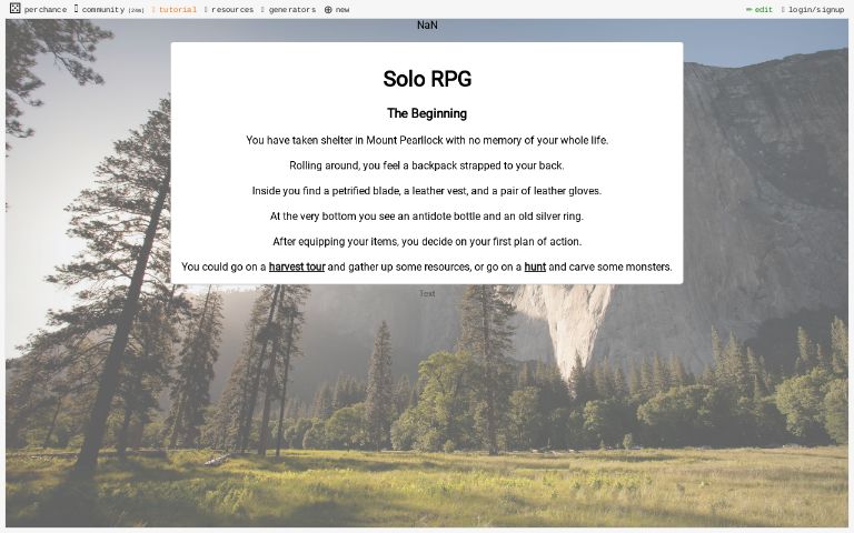 Solo RPG ― Perchance Generator