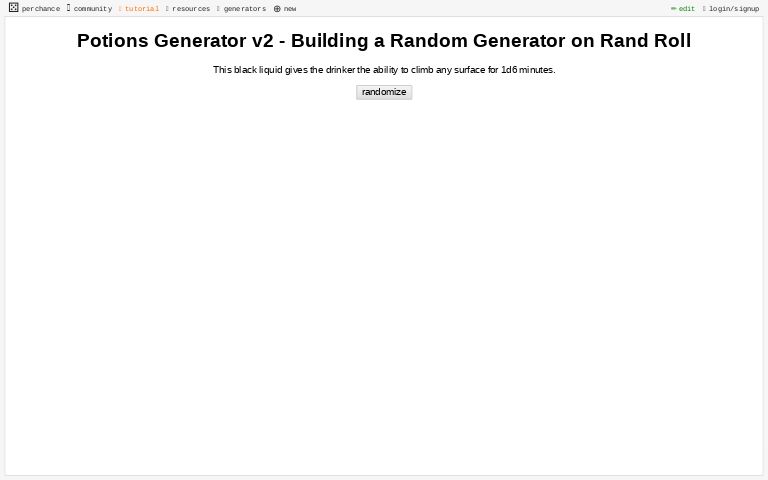 Potions Generator v2 - Building a Random Generator on Rand Roll