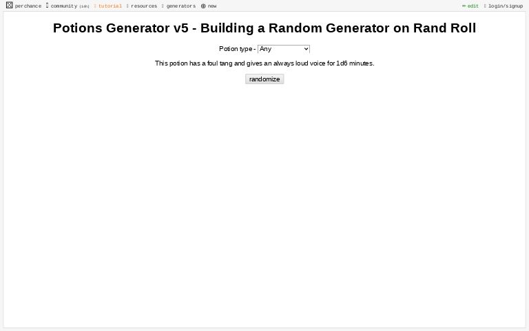 Potions Generator v5 - Building a Random Generator on Rand Roll