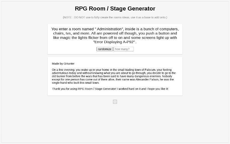 RPG Room / Stage Generator