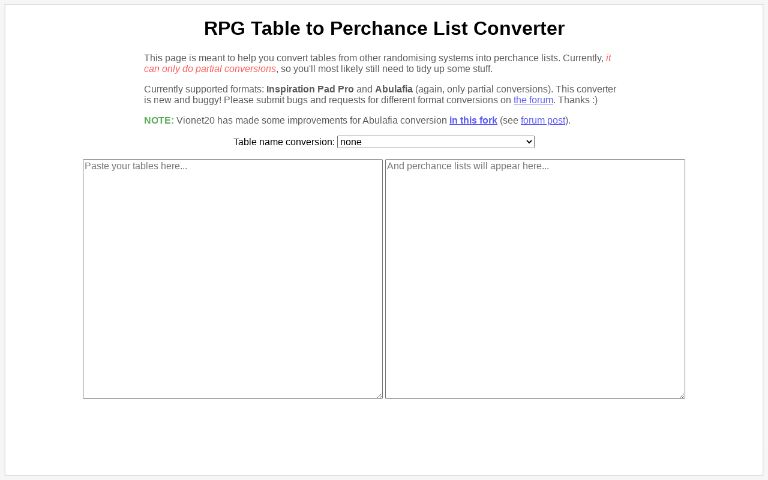 RPG Table to Perchance List Converter ― Perchance Generator