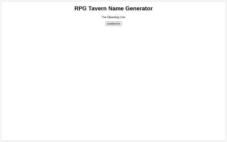 RPG Tavern Name Generator