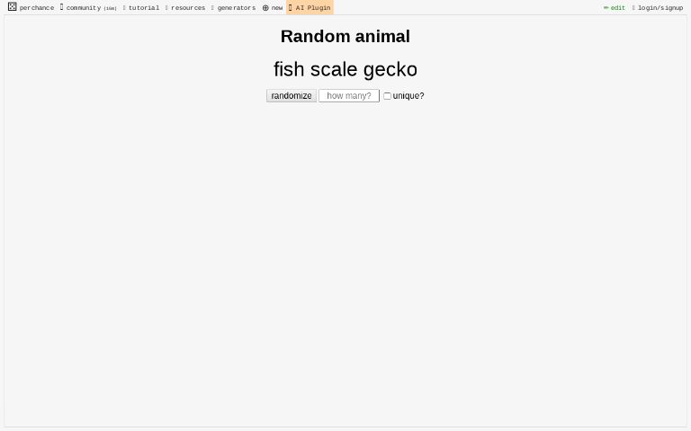 Random animal ― Perchance Generator