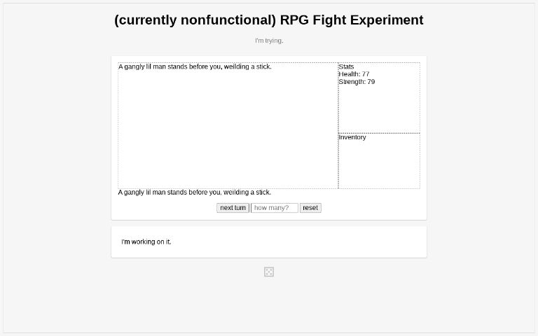 (currently nonfunctional) RPG Fight Experiment ― Perchance Generator