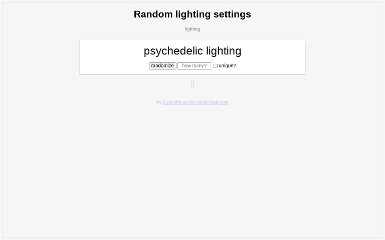 Random lighting settings ― Perchance Generator